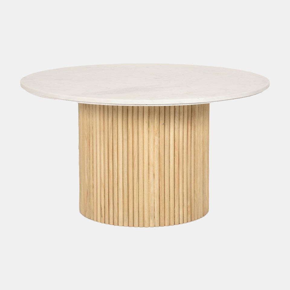 White Marble Reeded Coffee Table | Abode Rochester