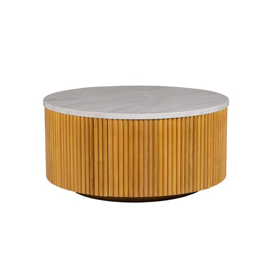 Layana Round Coffee Table w/ Storage | Abode Rochester